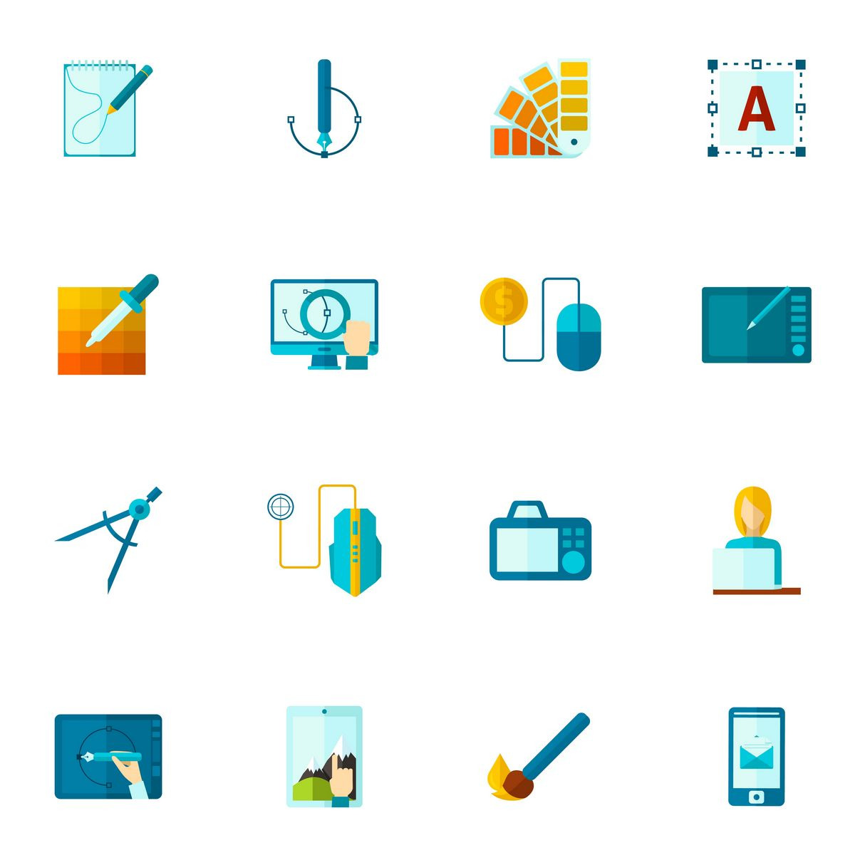 Graphic design drawing tools icons, an Icon by Macrovector | Creative ...