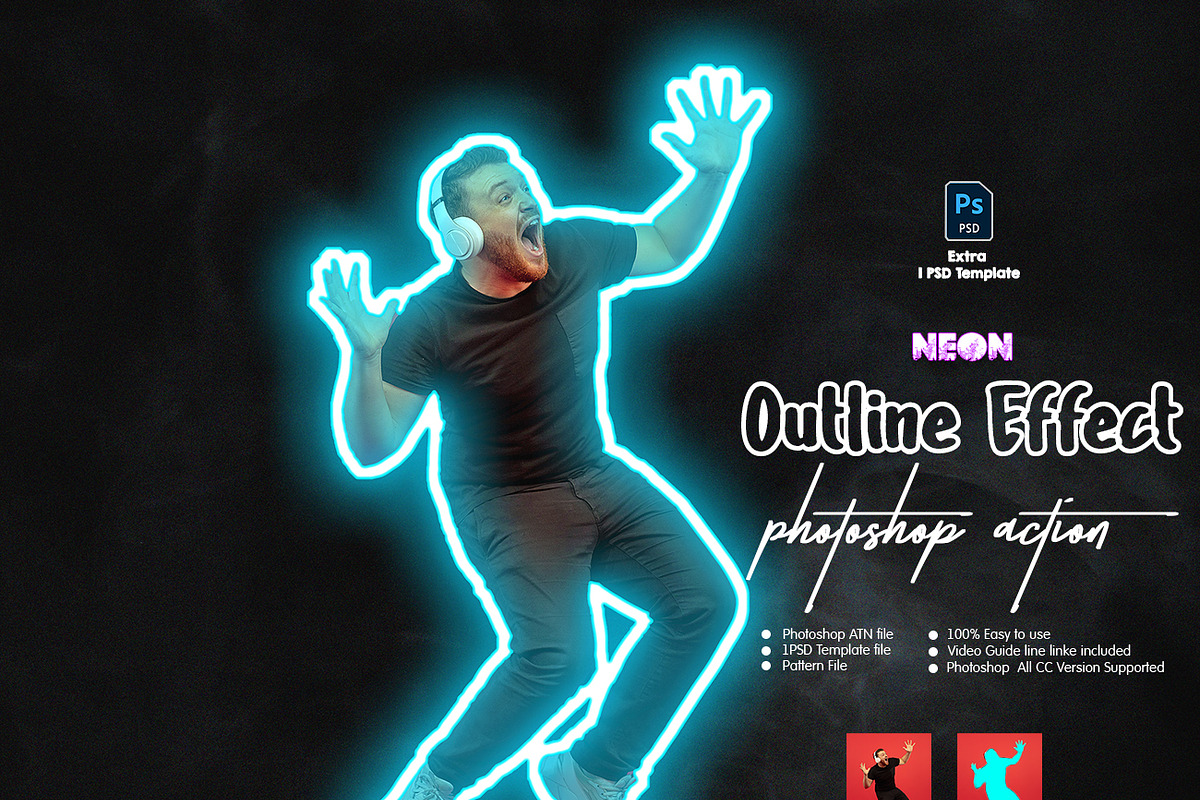 Neon Outline Effect Photoshop Action, an Action Add-On by Studio Retouch