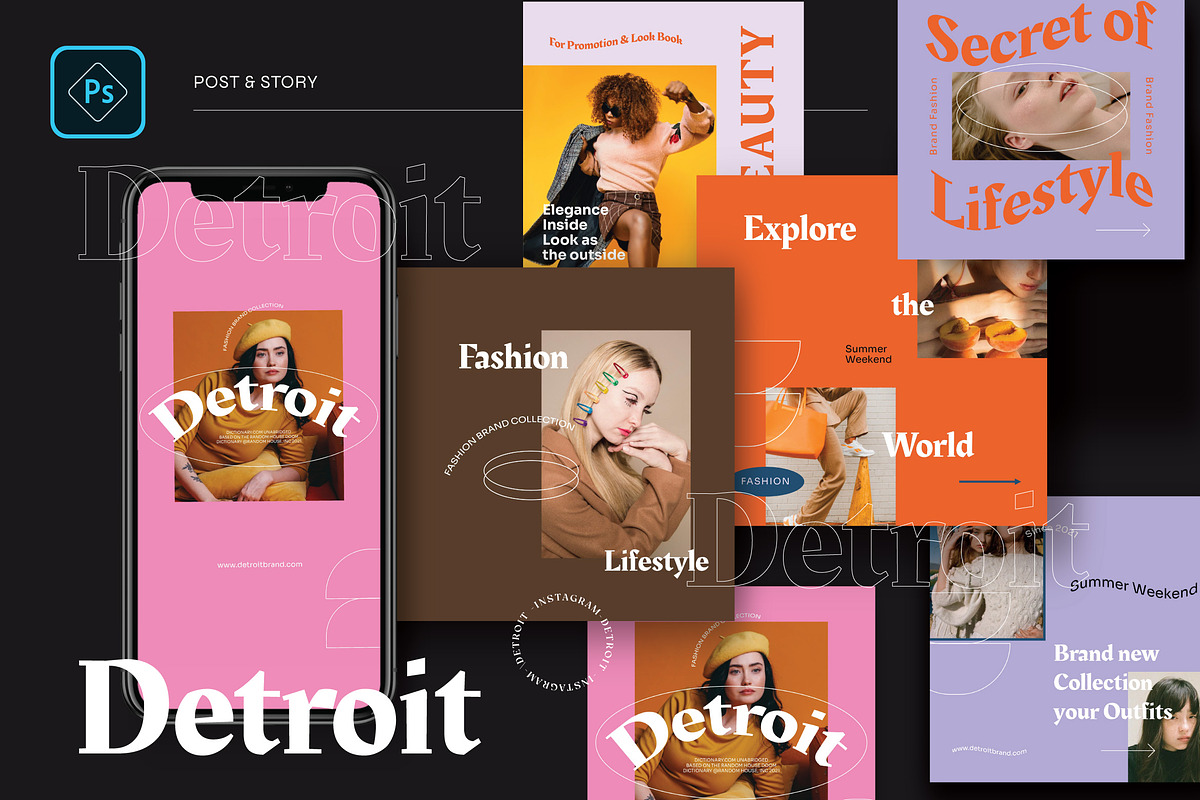 Detroit Social Media Template, a Social Media Template by Dirtytemp Studio