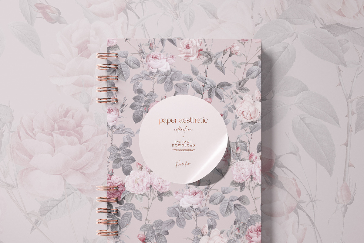 Pastel Pink Flowers Paper Pack, a Pattern Graphic by paper aesthetic