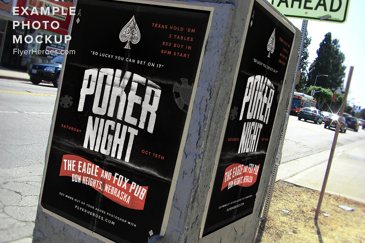Vintage Style Poker Flyer Template, a Flyer Template by FlyerHeroes