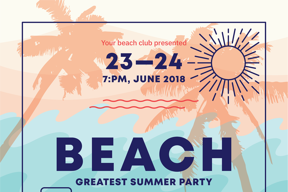 Beach Party Event Poster Template, a Flyer Template by EDT.Graphics
