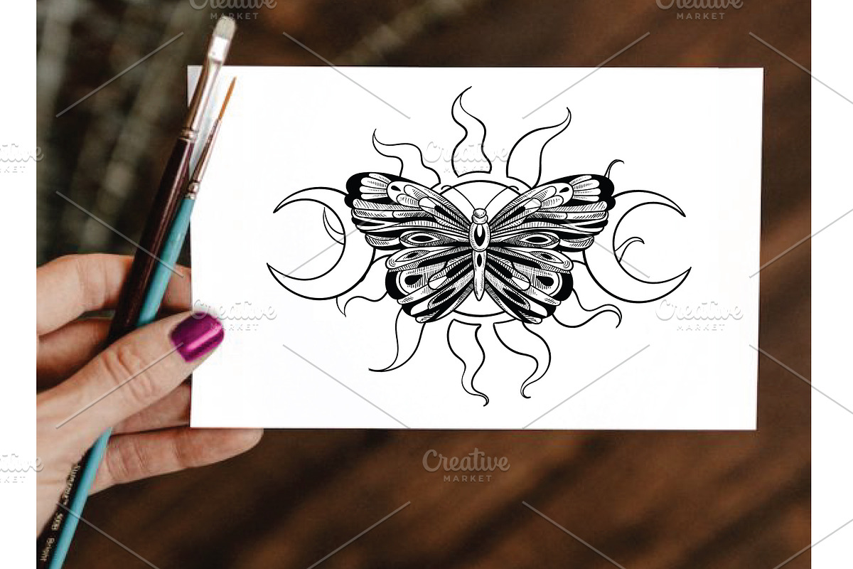 Esoteric set of lineart illustration, an Illustration by Astarta