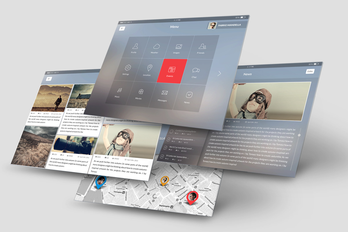 Mobile and Tablet UX UI kit 2, an UI Kit Template by Alireza Farzad