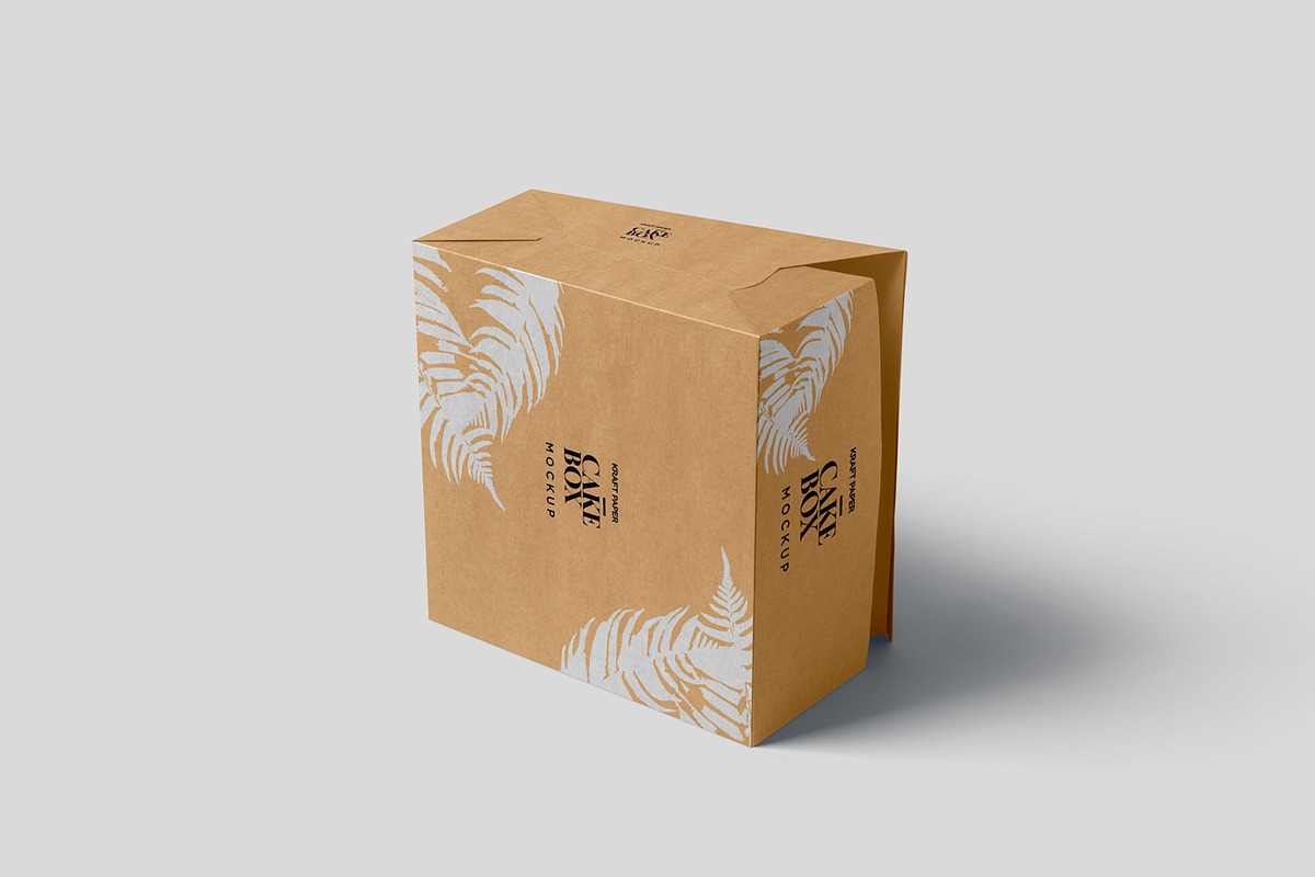 Kraft Paper Cake Box Mockups, a Packaging Mockup by GfxFoundry