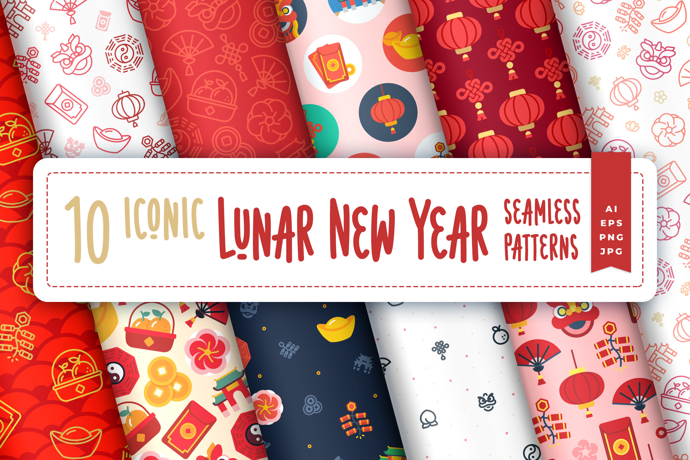 Lunar New Year Seamless Patterns, a Pattern Graphic by oelhoem ...