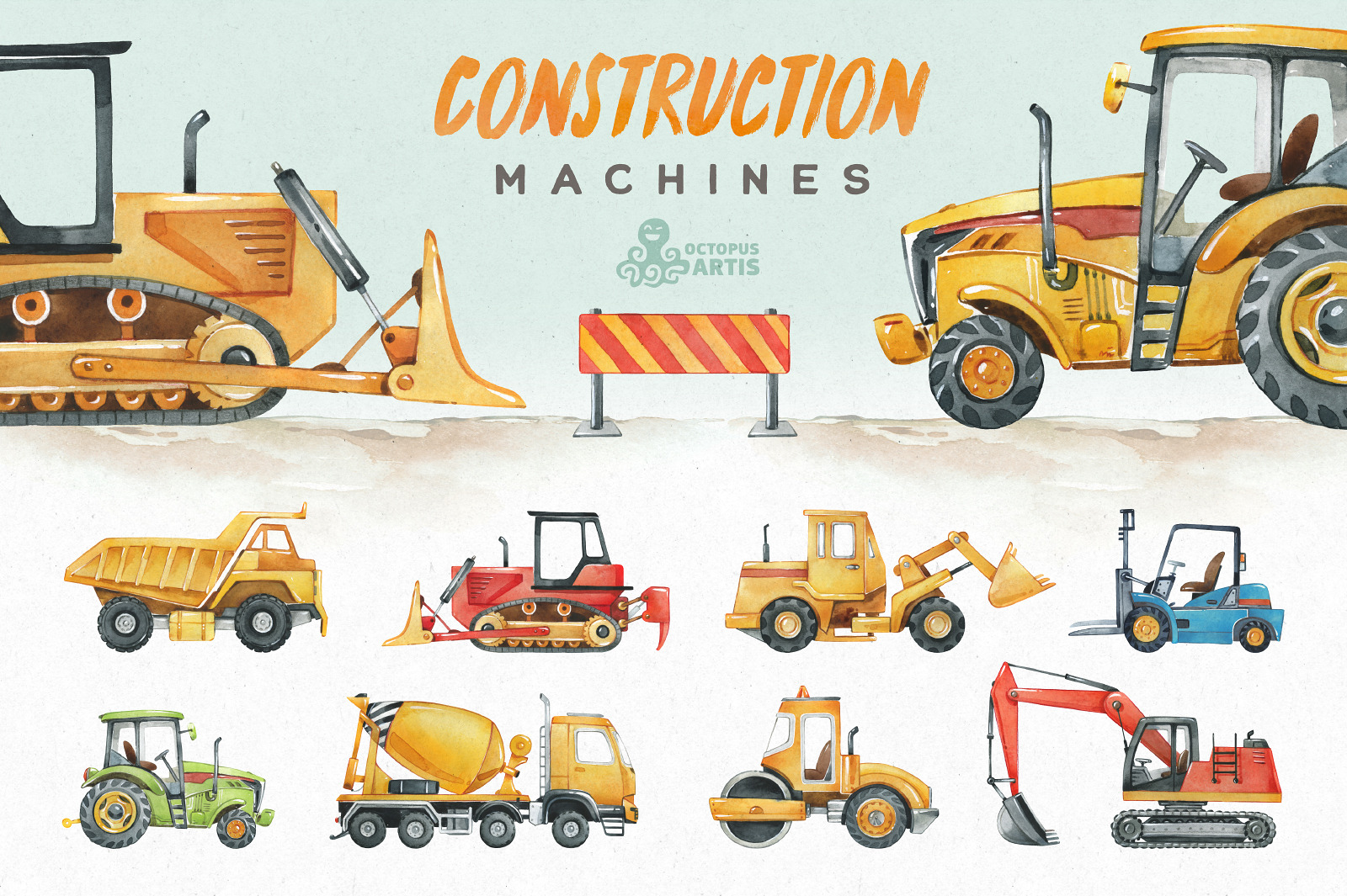 Construction Machines, a Transportation Illustration by OctopusArtis