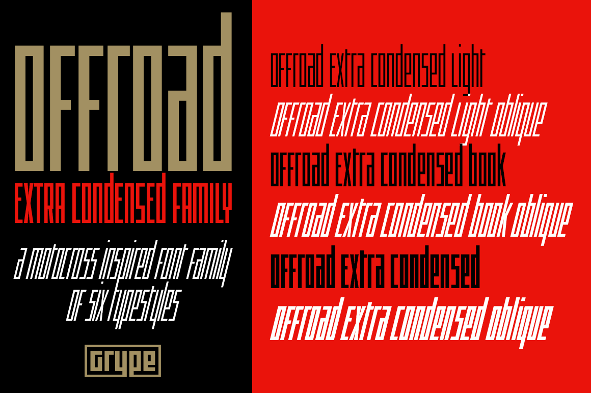Offroad Extra Condensed Family, a Sans Serif Font by GRYPE