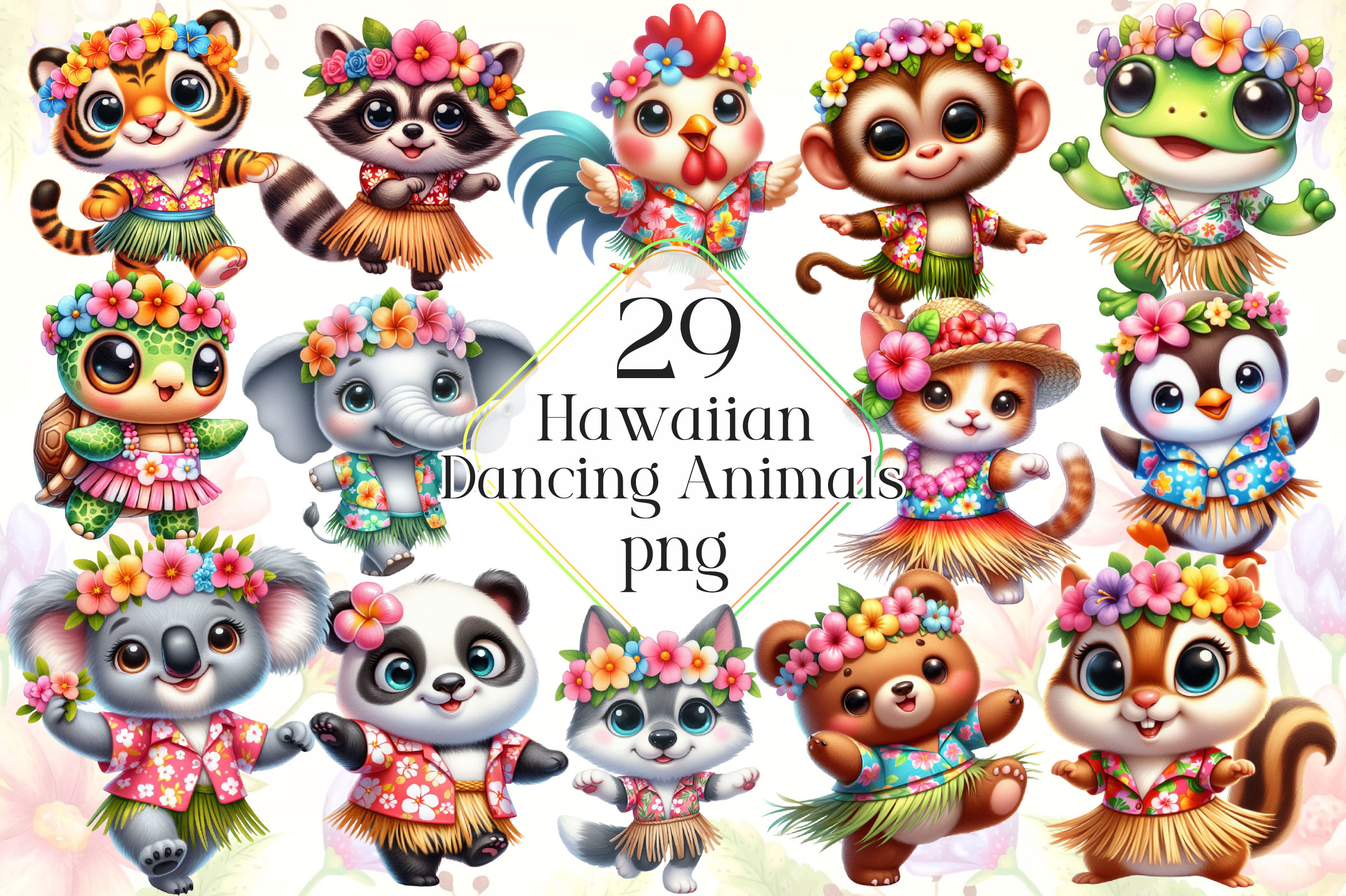 Hawaiian Dancing Animals Clipart, a Work Illustration by Dream Creation ...