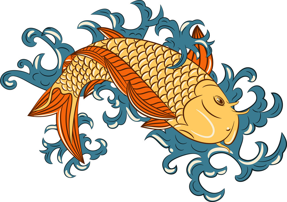 japanese style koi (carp fish), an Animal Illustration by alexmakarova