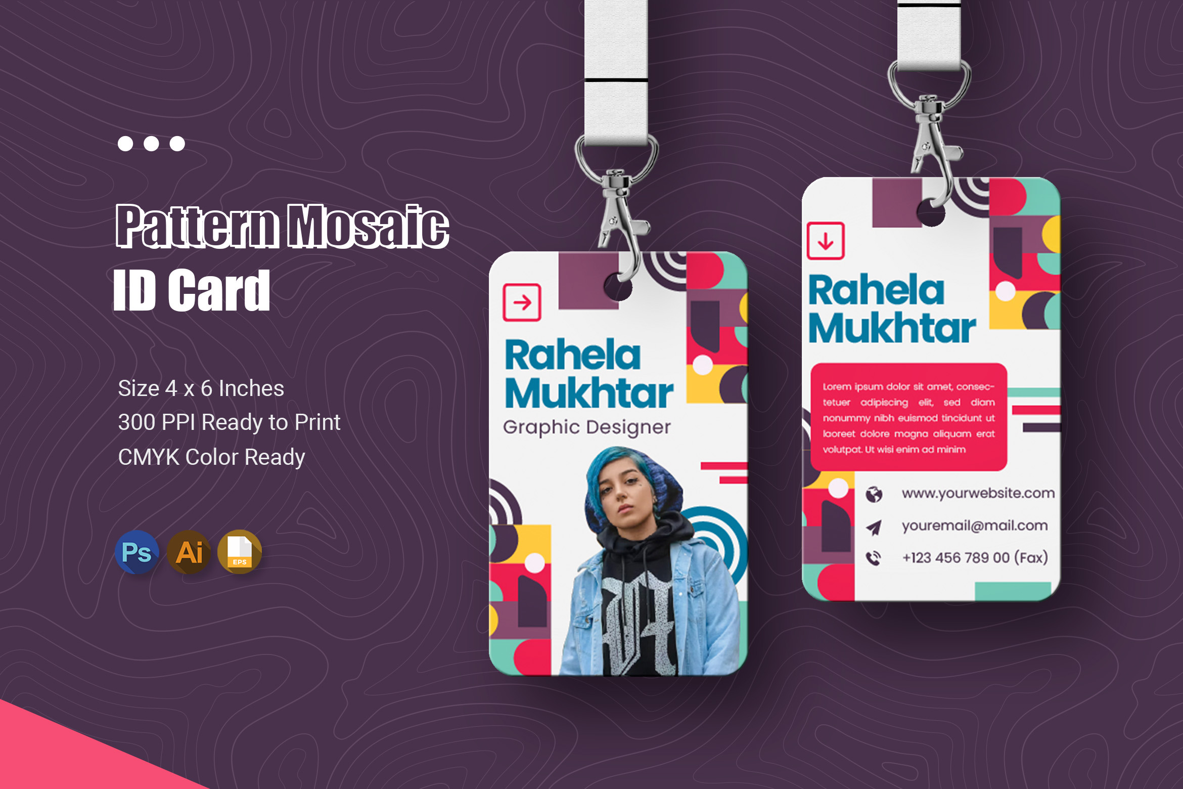 Pattern Mosaic Designer ID Card, a Card Template by Esensifiksi.studio