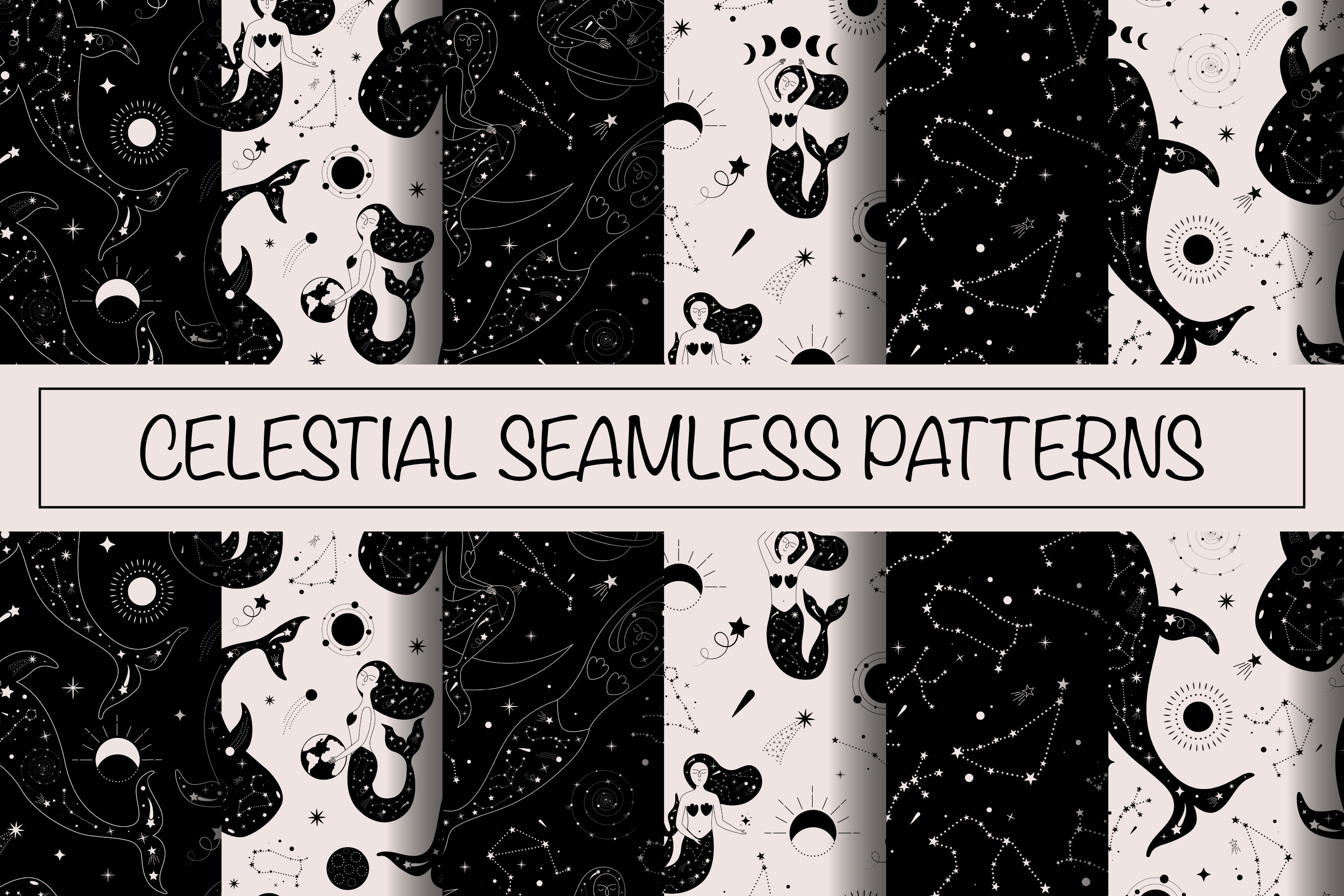 Celestial Seamless Patterns, a Pattern Graphic by Alona Savchuk