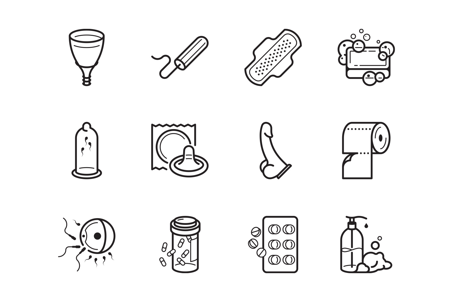 Gynaecology and hygiene icon set, an Icon by Mir store