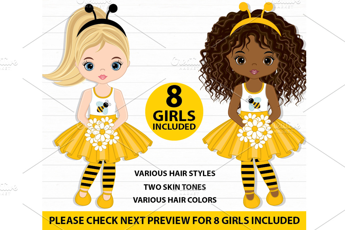 Vector Bee Girl Clipart, an Illustration by TheCreativeMill