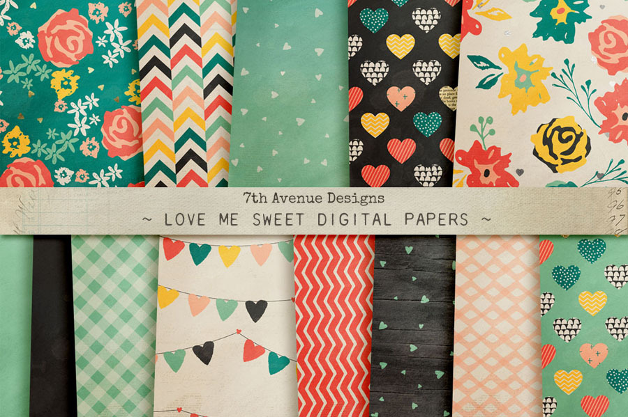 Love Me Sweet Digital Papers, a Pattern Graphic by 7th Avenue Designs