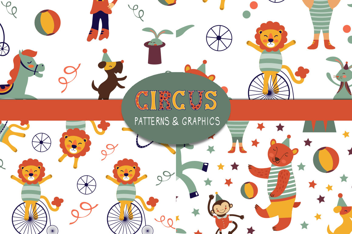 Circus graphics and patterns, an Illustration by Olillia