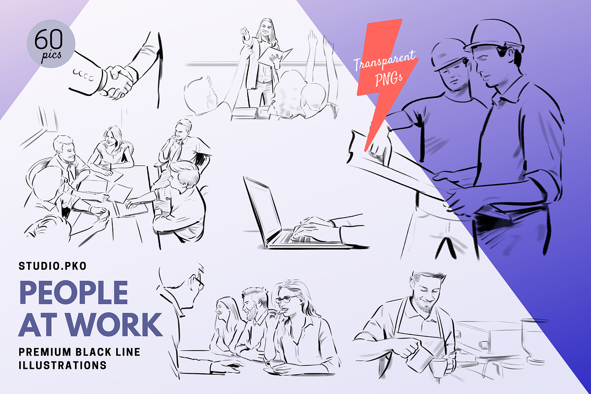 People at Work - b/w illustrations, a Person Illustration by studio.pko