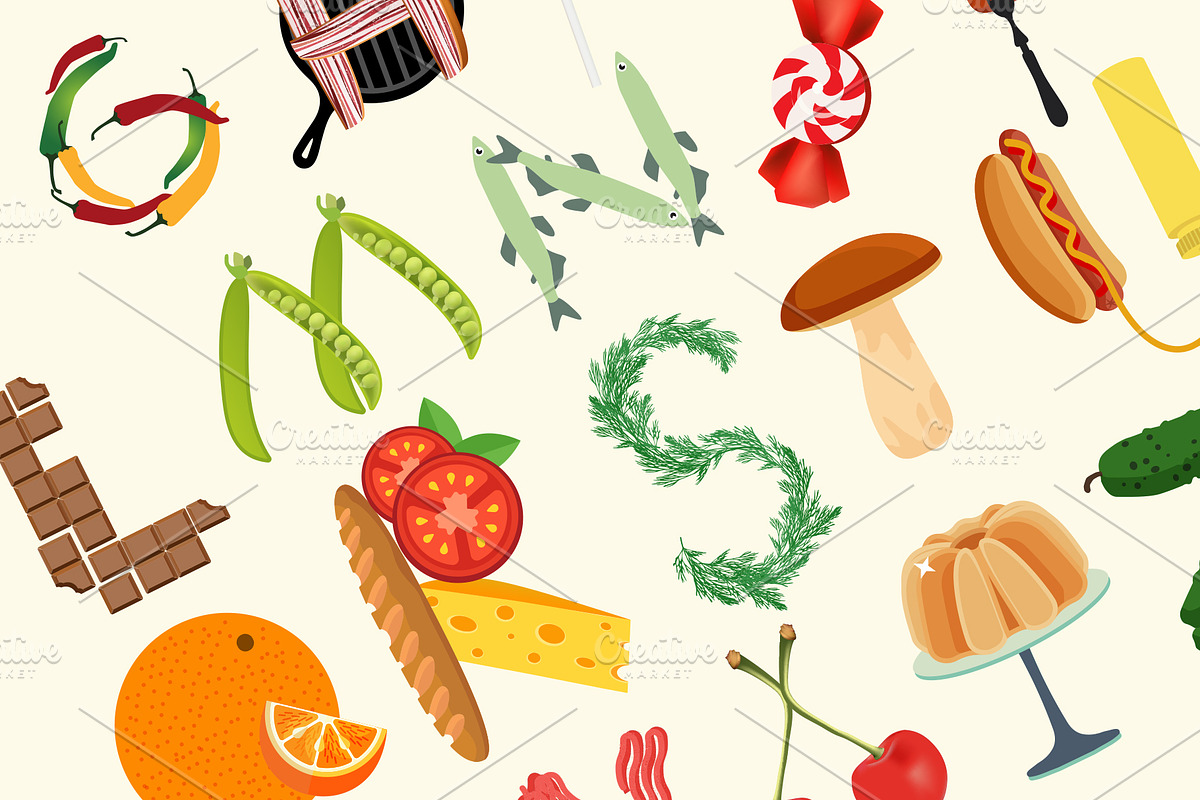 Food Alphabet., a Food Illustration by Moloko88