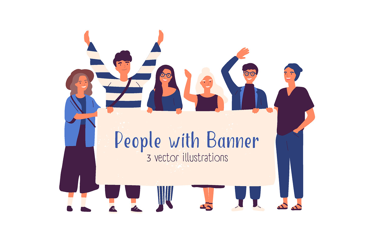 People with banners, a Person Illustration by Good Studio