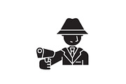Armed man black vector concept icon, a Healthcare Illustration by urban ...