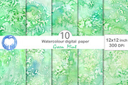 Digital Paper - Green Mint, a Texture Graphic by AqwaColor