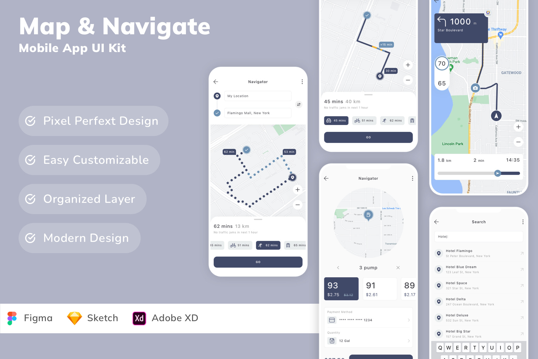 Map & Navigate Mobile App UI Kit, an UI Kit Template by Betush