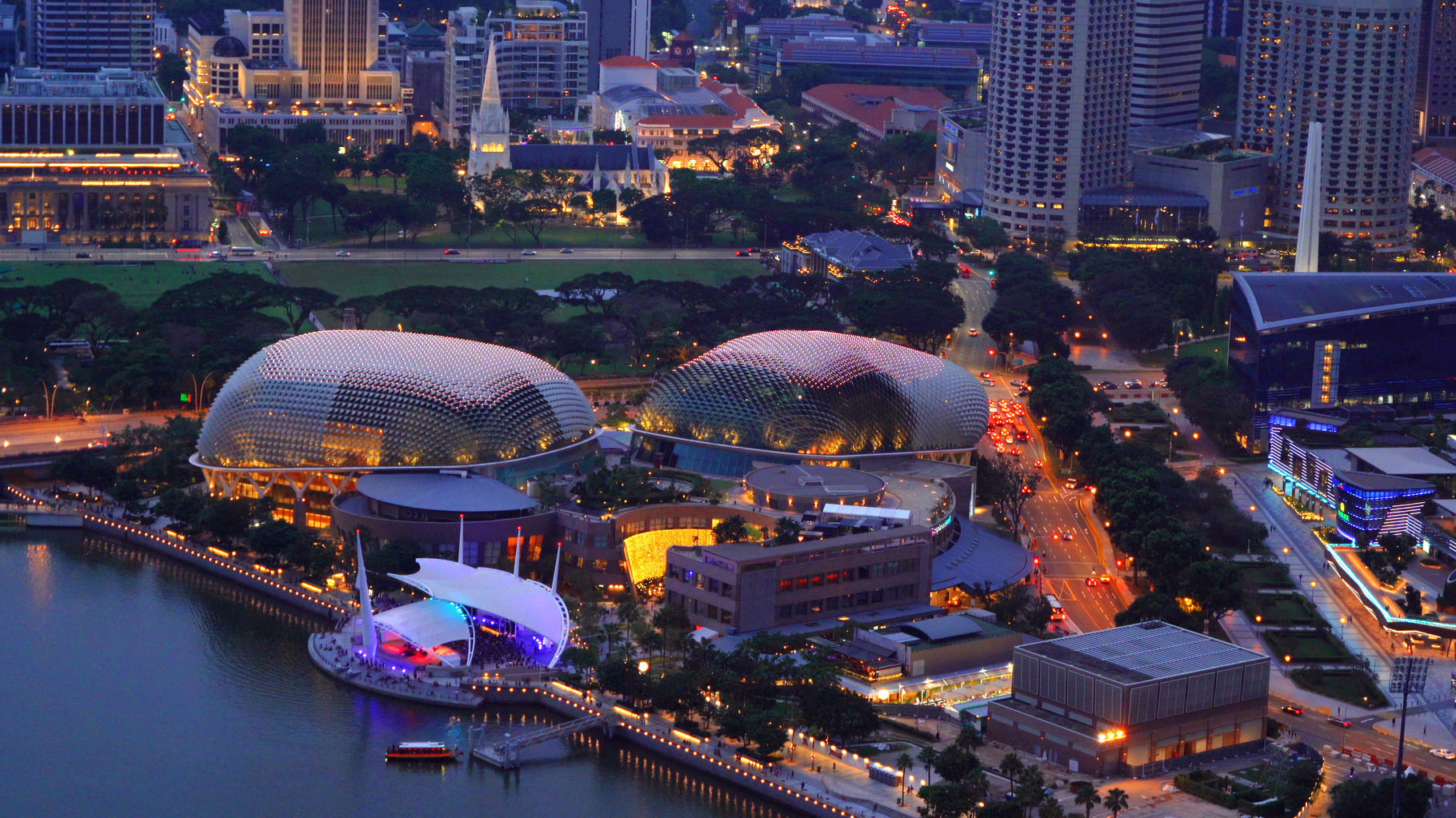 Aerial view of Esplanade Theatre out, an Architecture Photo by Tampatra
