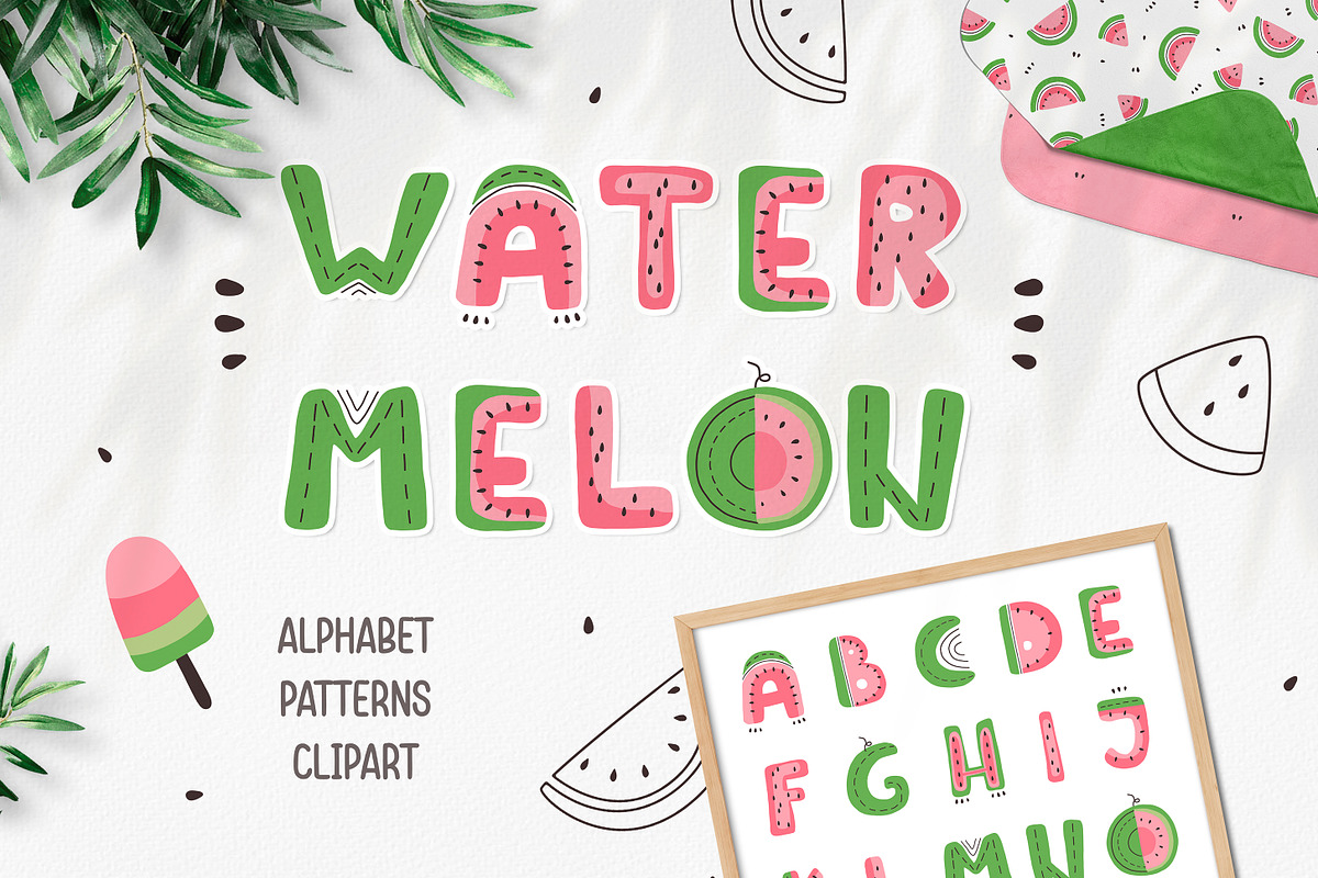 Watermelon alphabet set, an Illustration by AfonshinaArt