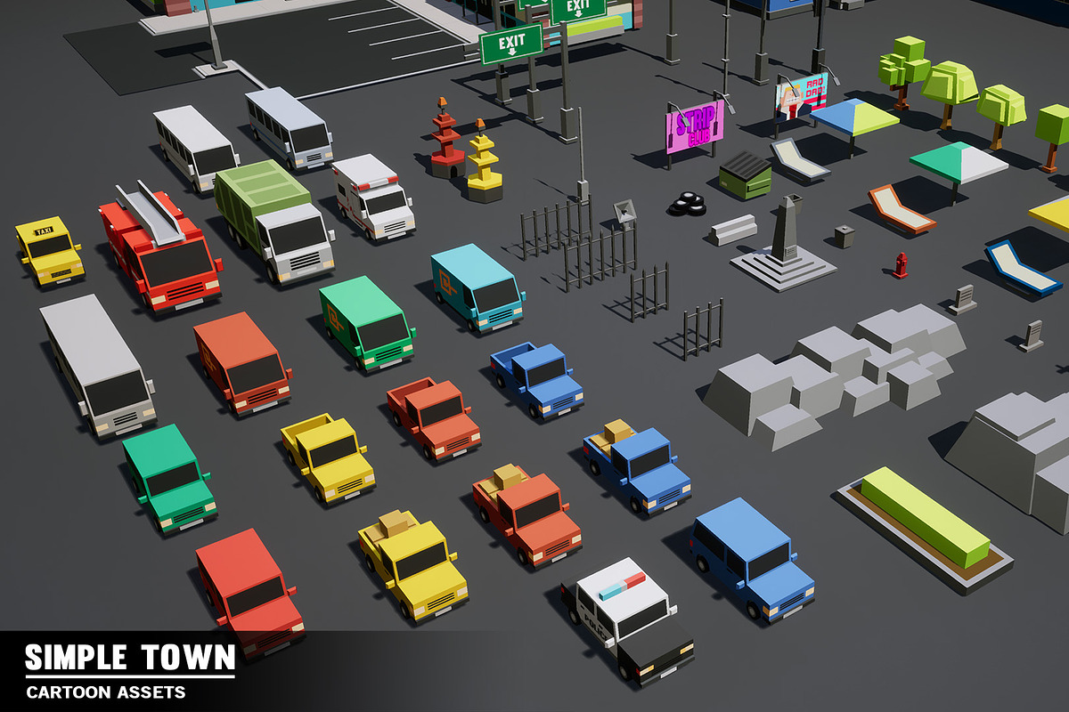 Simple Town - Cartoon City Assets, an Environmental 3D Model by Simple ...