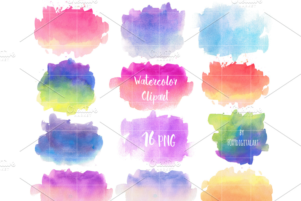 Watercolor Splotches Clipart, a Texture Graphic by FOXYdigitalart