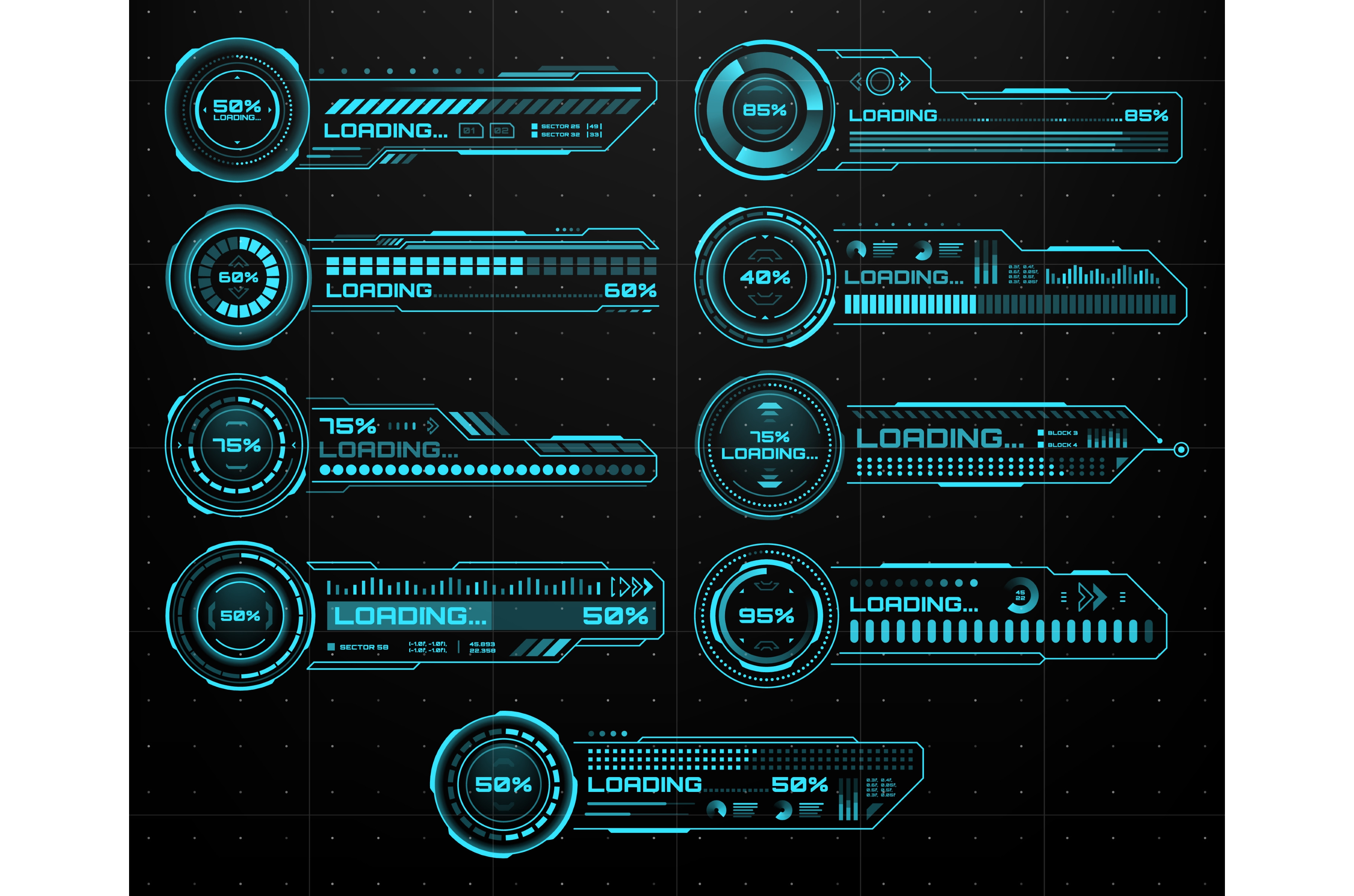 HUD futuristic loading bars | Illustrations ~ Creative Market