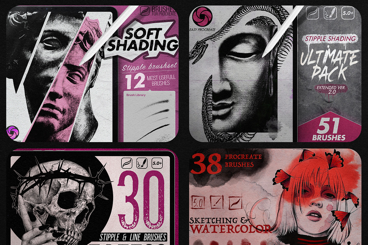 650 Procreate Brushes Mega Bundle, a Brush Add-On by Easy Procreate