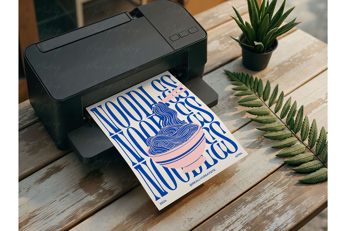 Home Office Printer Paper Mockup, a Product Mockup by TatiMockup