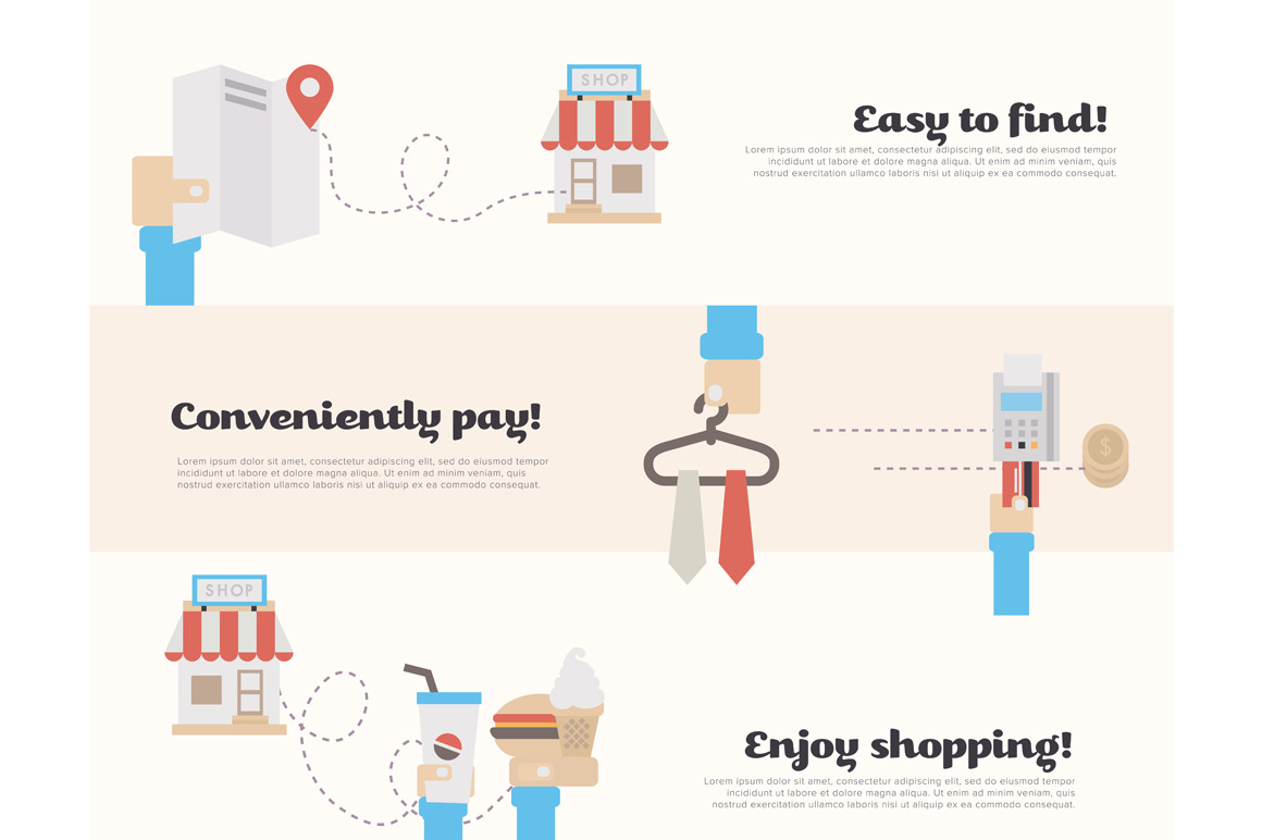 Process of buying in the supermarket, an Illustration by studioworkstock