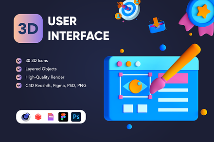 60 3D Web Icons | 3D Models ~ Creative Market