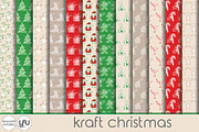 Kraft digital paper: CHRISTMAS, a Pattern Graphic by YAUdigitalstore