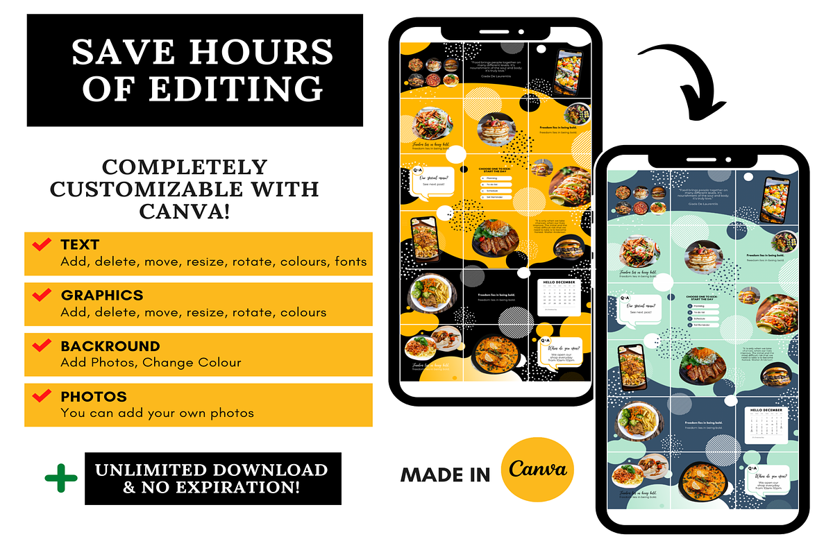 Food Instagram Puzzle Grid Template, a Social Media Template by LushBury