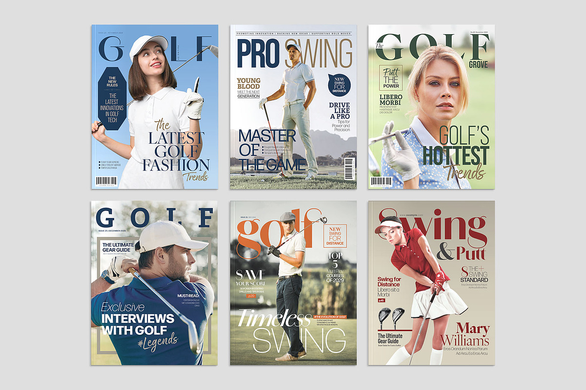 Golf Magazine Cover Templates Set, a Magazine Template by BrandPacks