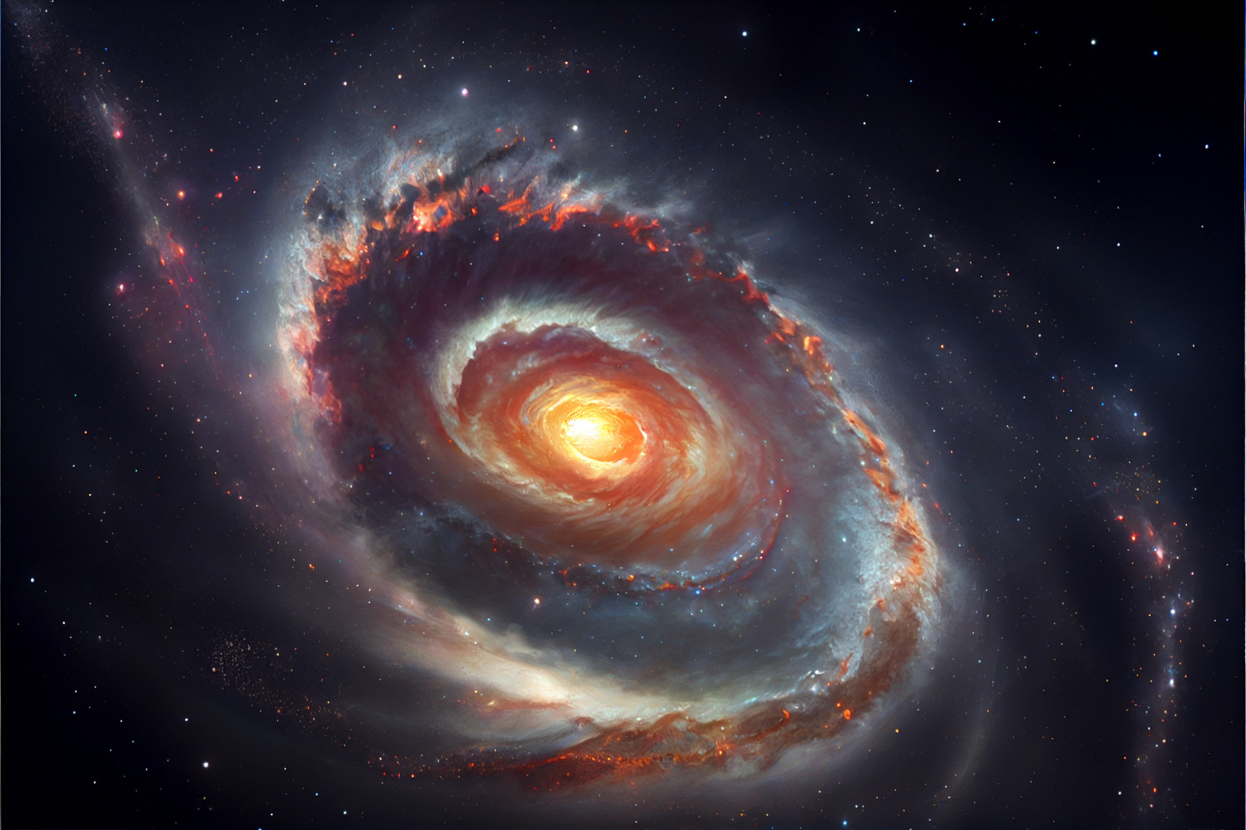 Planets over the nebulae in space, an Illustration by Olyryk & Aglo