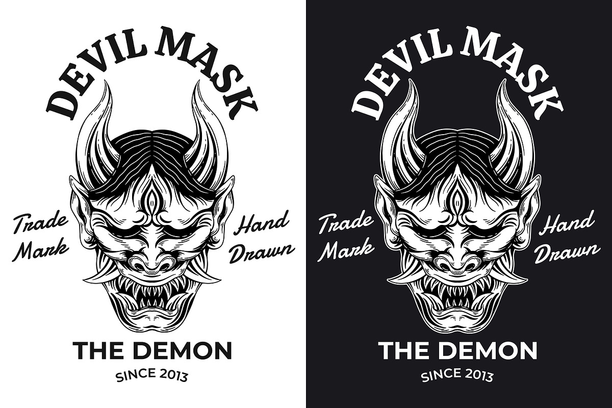 15 Set Japanese Demon Mask Skull, an Illustration by Morspective ...
