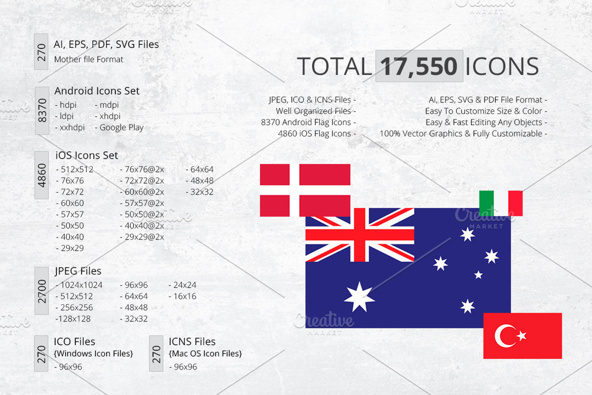 270 World Flags, an Icon by ArtFusion | Creative Market