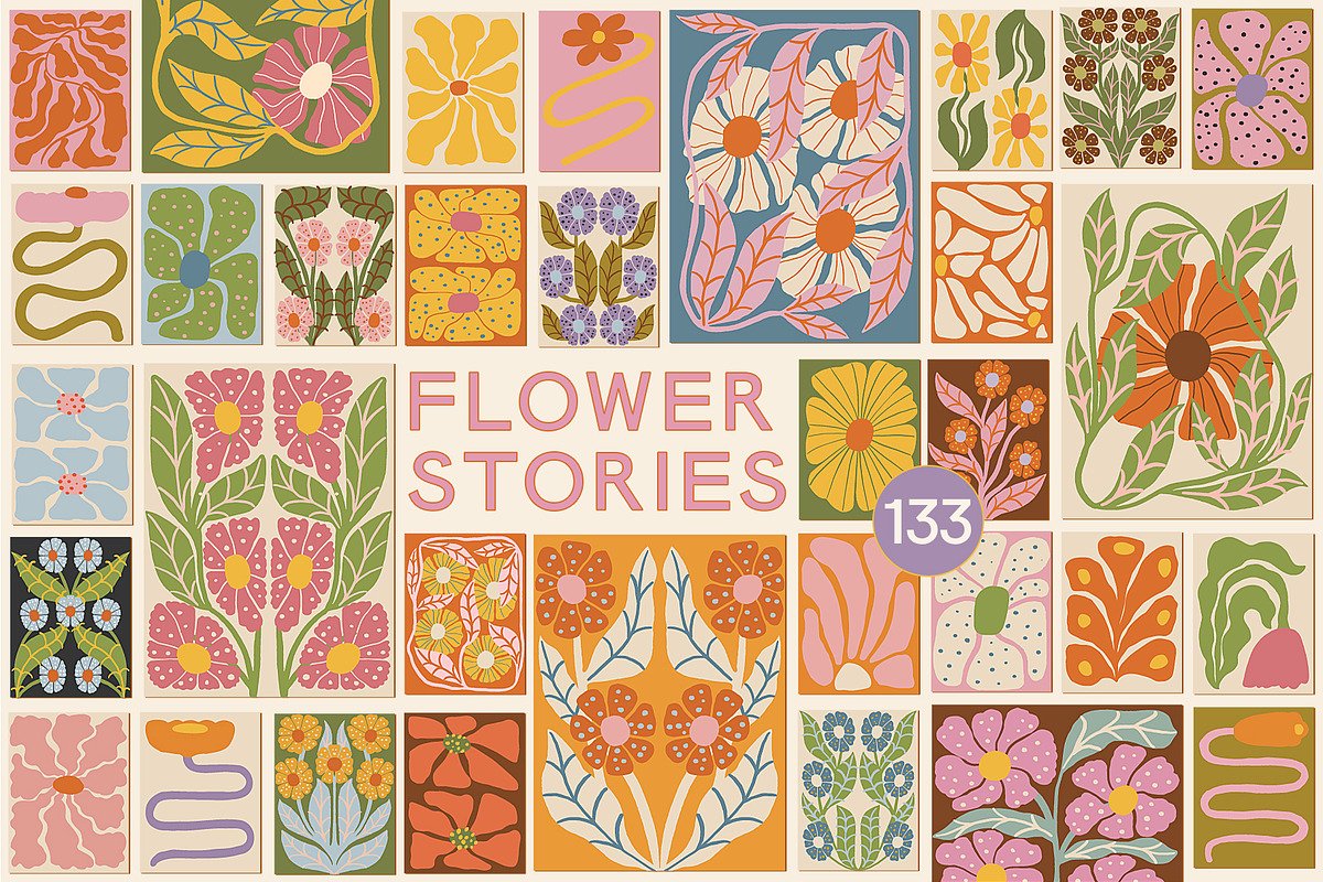 Retro Posters Groovy Flower Market, a Decorative Illustration by Ayya ...