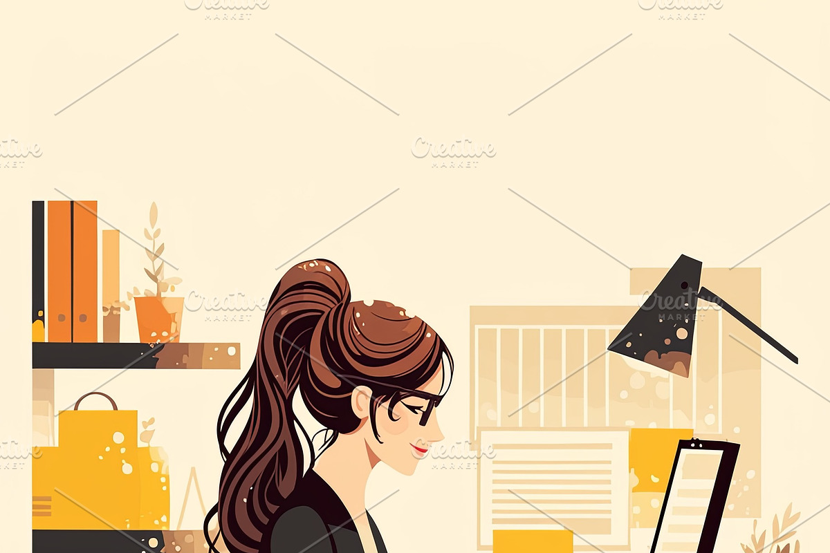 Professional woman working at a desk in a modern office space, an ...