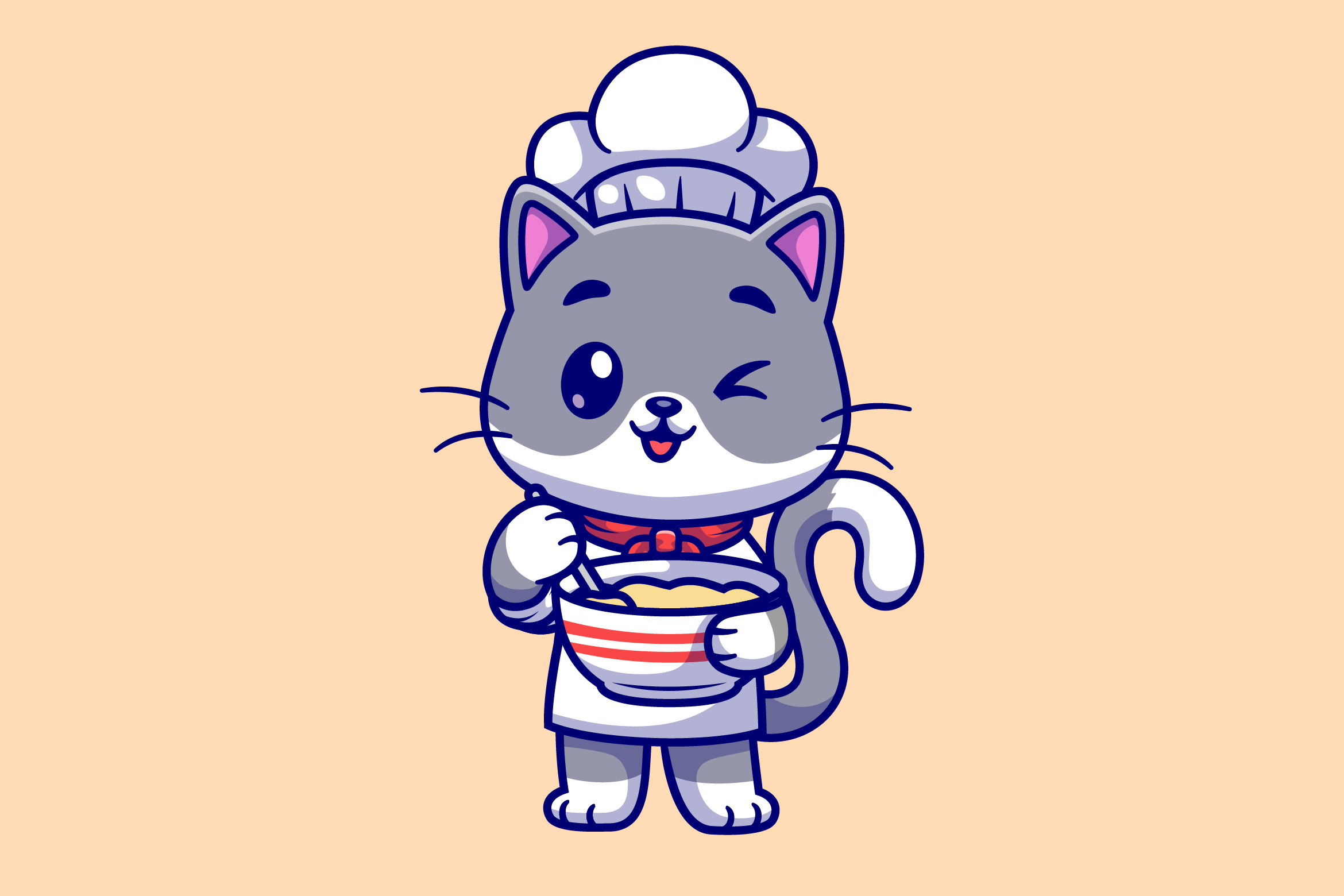 Cute Cat Chef Cooking Cartoon Vector, an Animal Illustration by ...