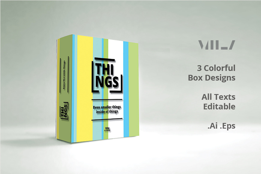 3 Colorful Box Designs | Templates & Themes ~ Creative Market