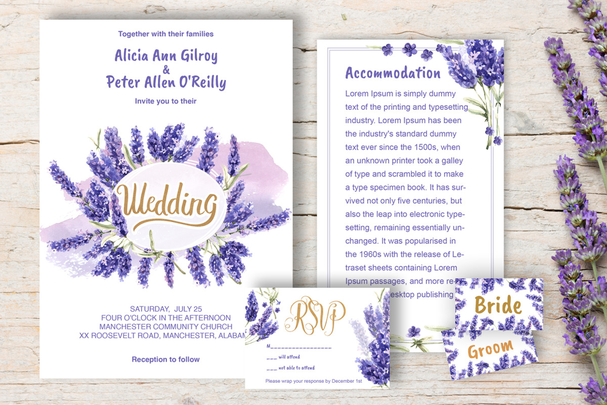 Wedding invitation Lavender DiY, an Invitation Template by ...