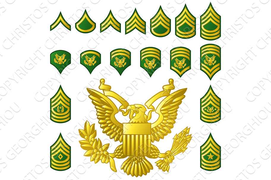 Military Army Enlisted Ranks Insignia, a Work Illustration by Christos ...