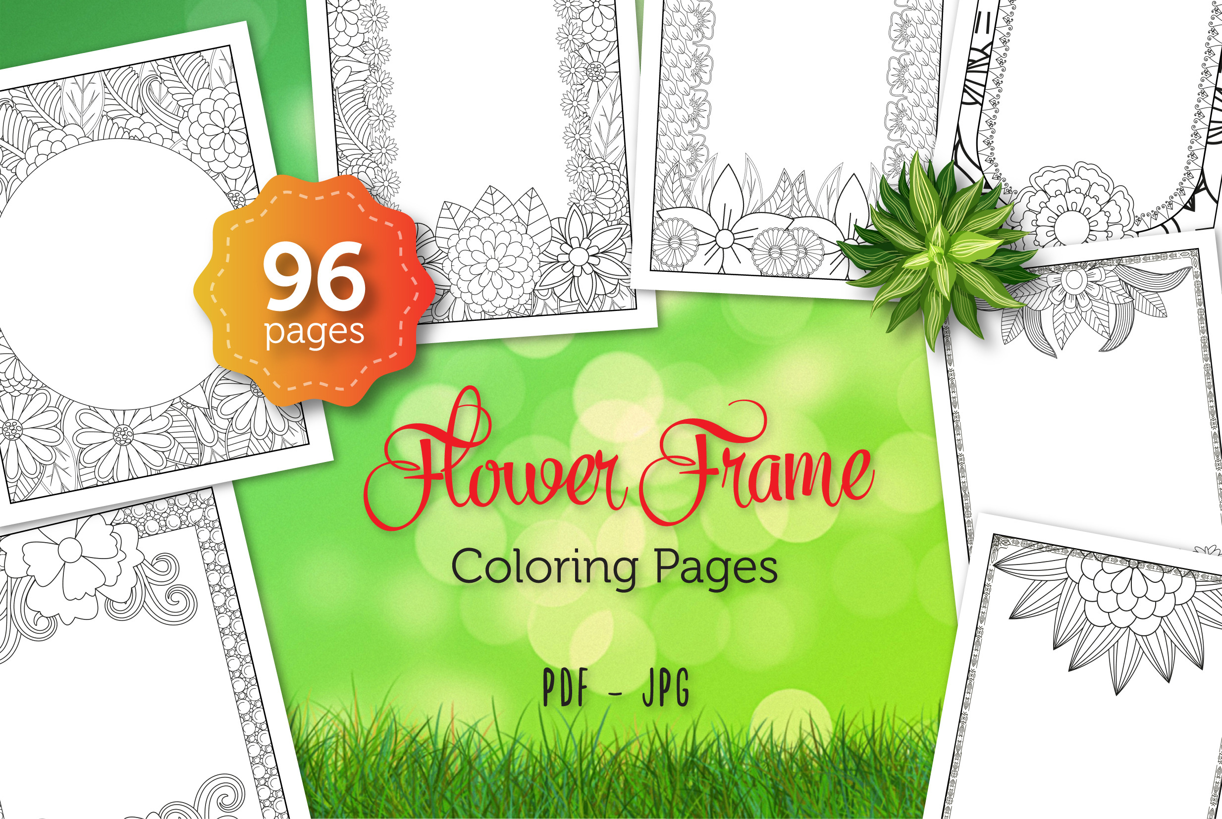 96 Flower Frame Coloring Pages, a Decorative Illustration by Blue ...