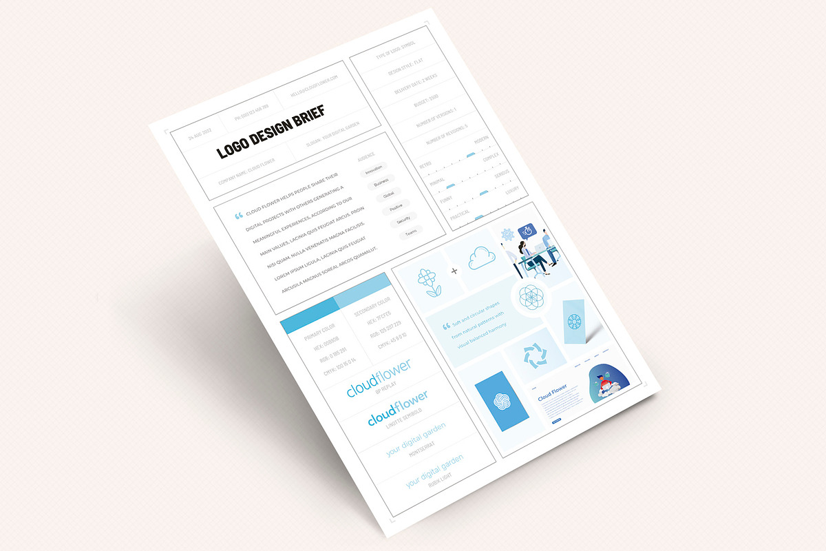 One Page Logo Design Brief, a Stationery Template by Sargatal