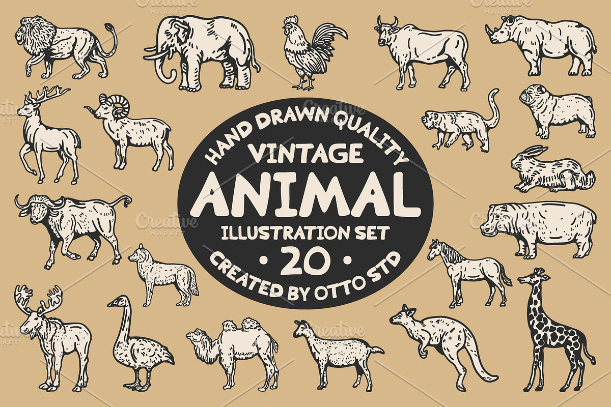 Vintage Retro Animal Illustration, an Animal Illustration by Otto.std ...